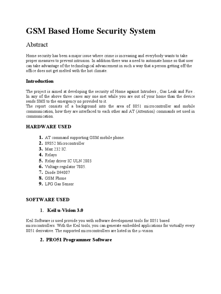 GSM Based Home Security System | PDF | Microcontroller | Computer Data ...