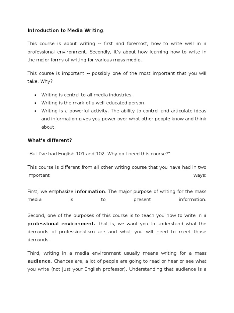 Introduction To Media Writing | PDF | Radio | News