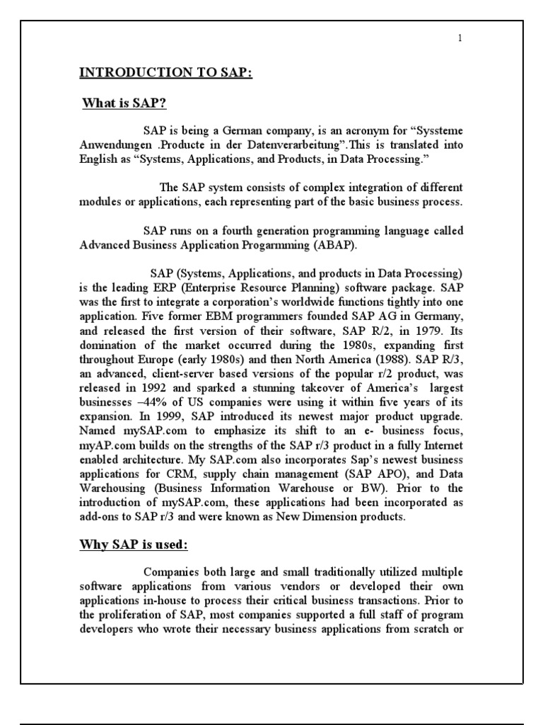 Introduction To Sap R | PDF | Sap Se | Operating System