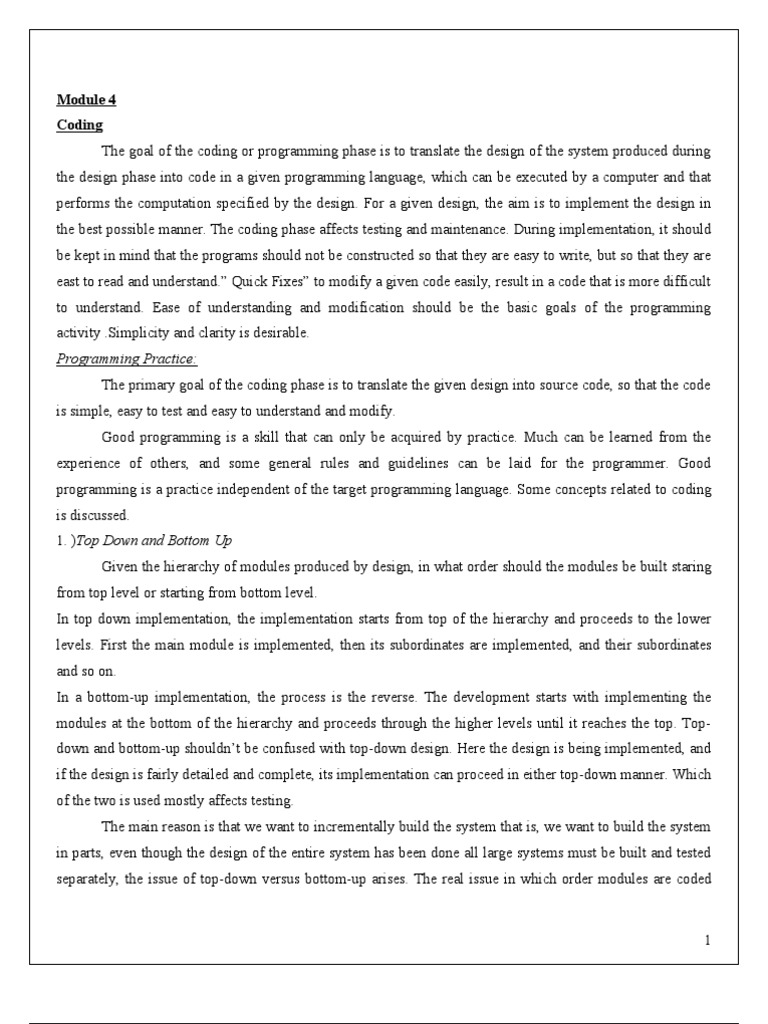 Software Engineering Module 4 | PDF | Top Down And Bottom Up Design ...