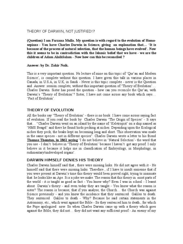 Darwins Theory of Natural Selection | PDF | On The Origin Of Species ...