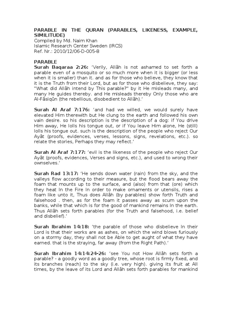 Parable | PDF | Surah | Quran