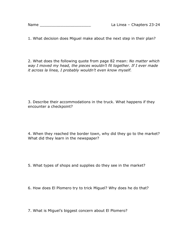 La Linea Chapters 23-24 Summary & Analysis | PDF