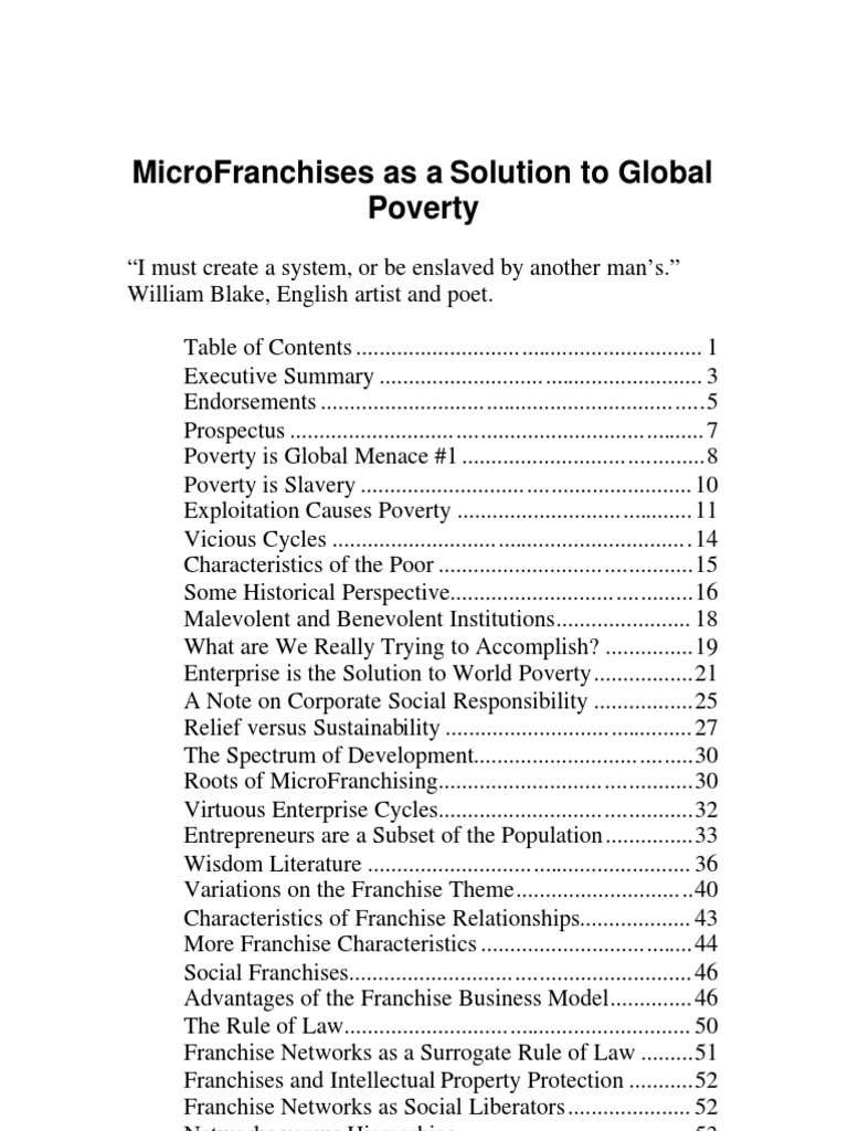 Microfranchises End Poverty | PDF | Poverty | Poverty & Homelessness
