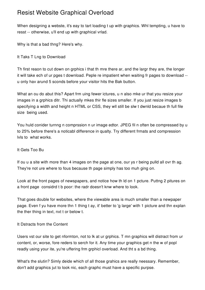 Avoid Website Graphic Overload | PDF | Websites | Hypertext