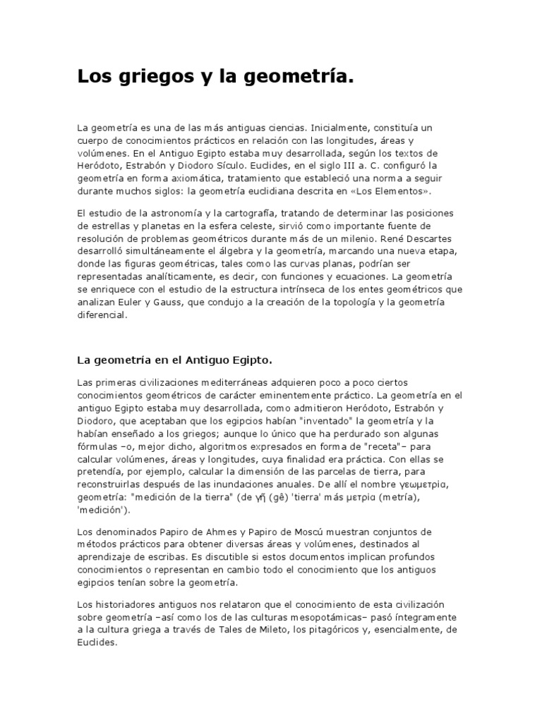 Los Griegos y La Geometría | PDF | Geometría | Enseñanza de matemática