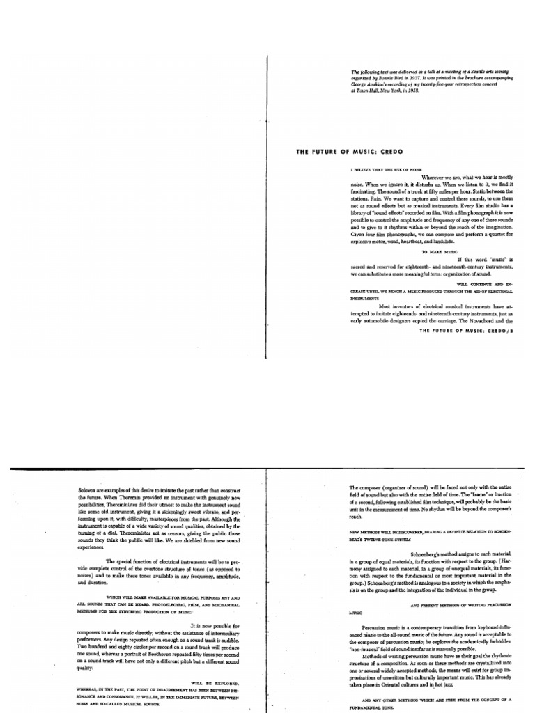 Cage Future of Music Credo | PDF | Sound | Pitch (Music)