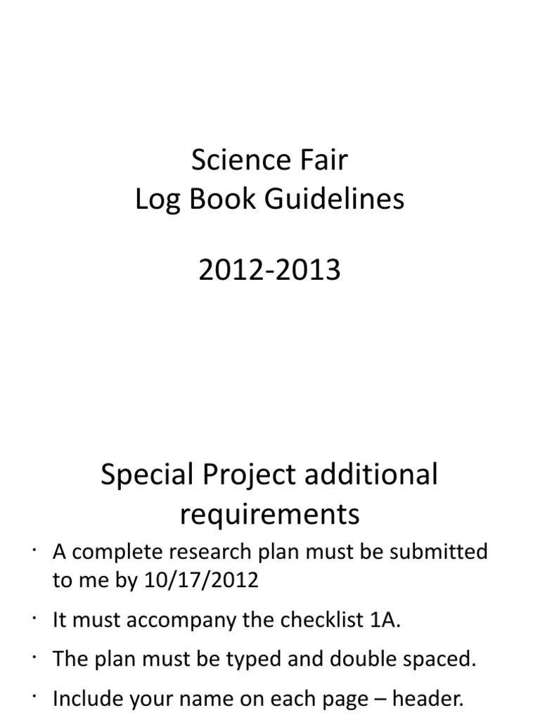 Science Fair Log Book Guidelines 2012-2013 | PDF