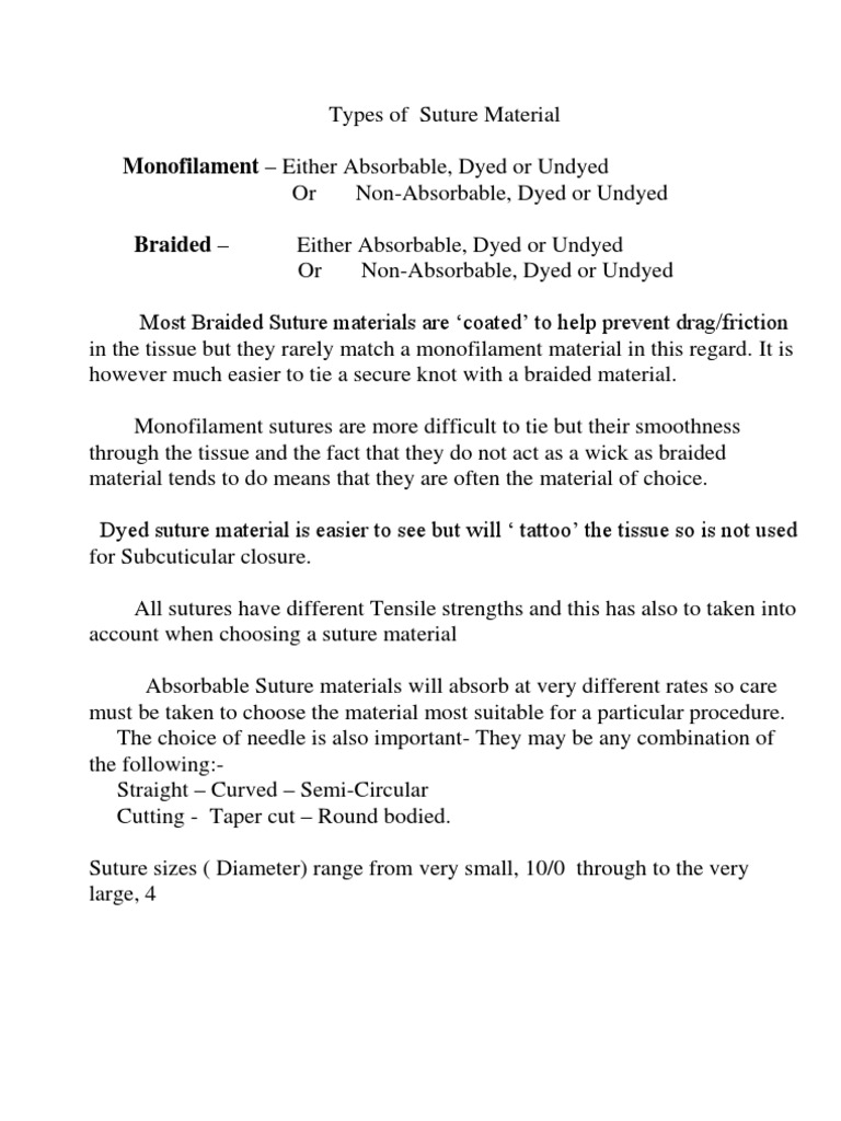 Types of Suture Materials2 | PDF