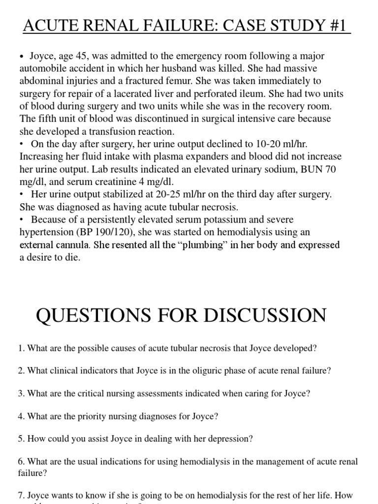 Acute Renal Failure: Case Study #1 | PDF | Dialysis | Creatinine