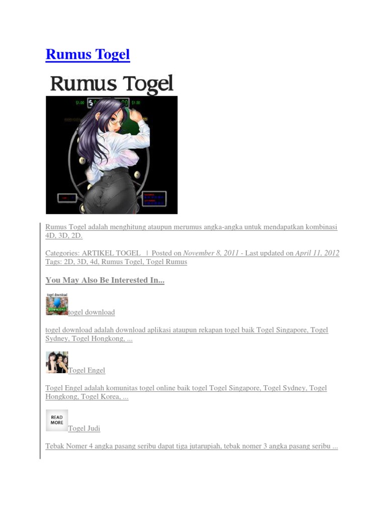 Rumus Togel | PDF | Game & Aktivitas