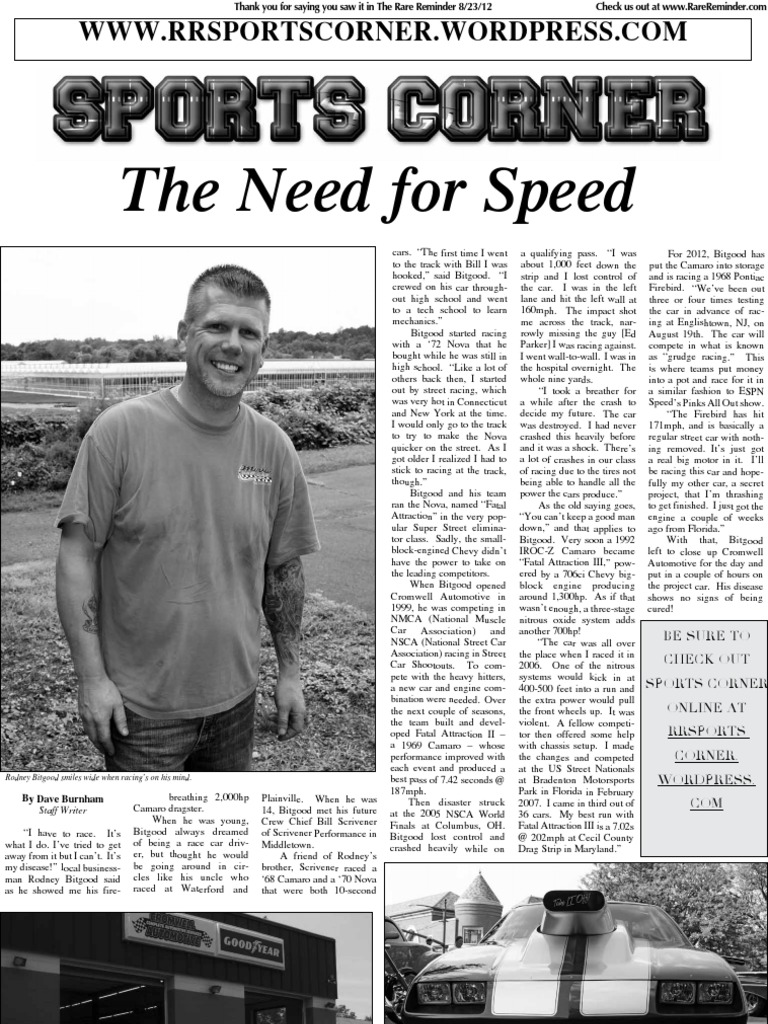 012 The Need For Speed 8-23-12 | Download Free PDF | Vehicles | Motorsport