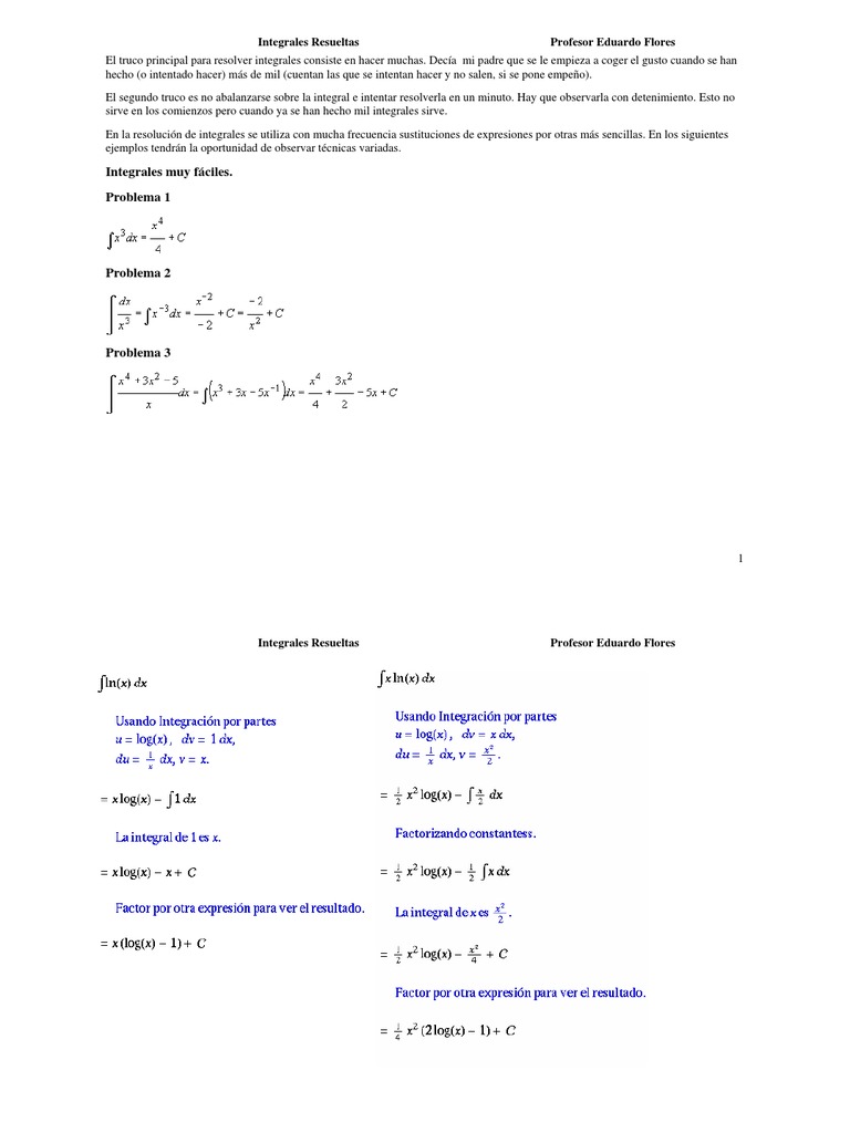 Integrales Resueltas Paso A Paso | PDF