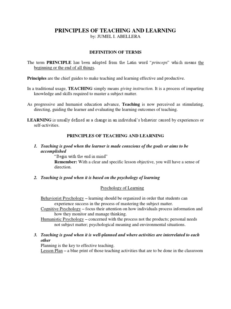 Principles of Effective Teaching | PDF | Learning | Experience