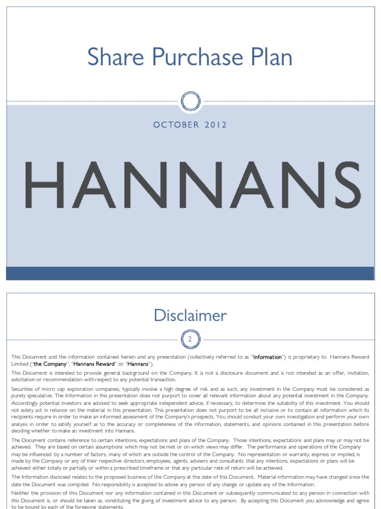 Share Purchase Plan Presentation | PDF | Iron Ore | Mining