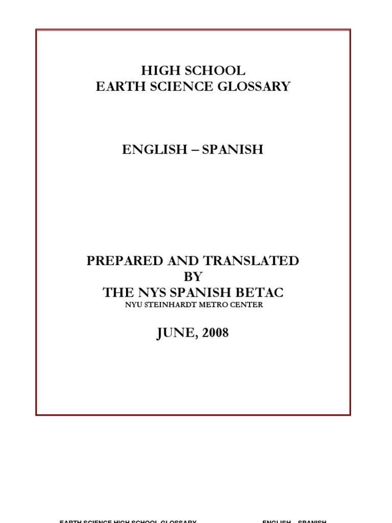 Earth Science Glossary: English-Spanish | PDF | Glacier | Earth