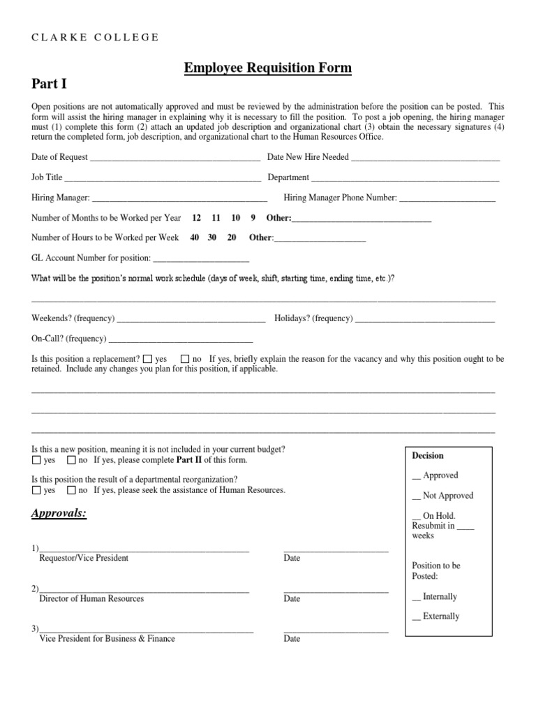 Employee Requisition Form | PDF | Accountability | Employment