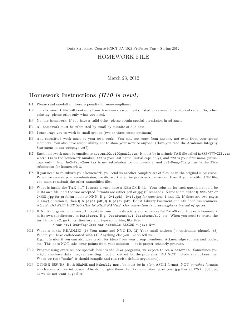 Homework File: March 23, 2012 | PDF | Time Complexity | Array Data Structure