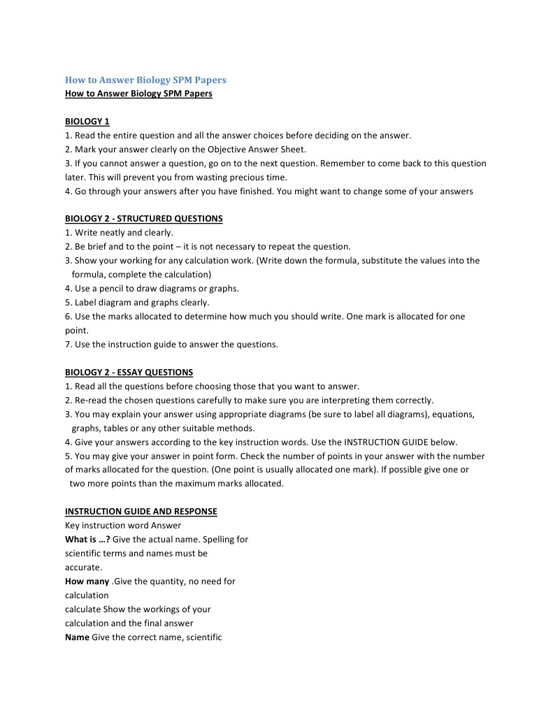 How To Answer Biology SPM Papers | Download Free PDF | Experiment | Enzyme