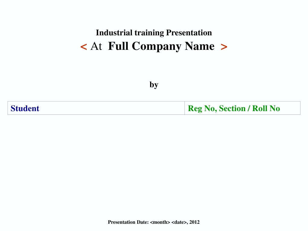 Industrial Training PPT Format - 2 | PDF | Learning | Communication