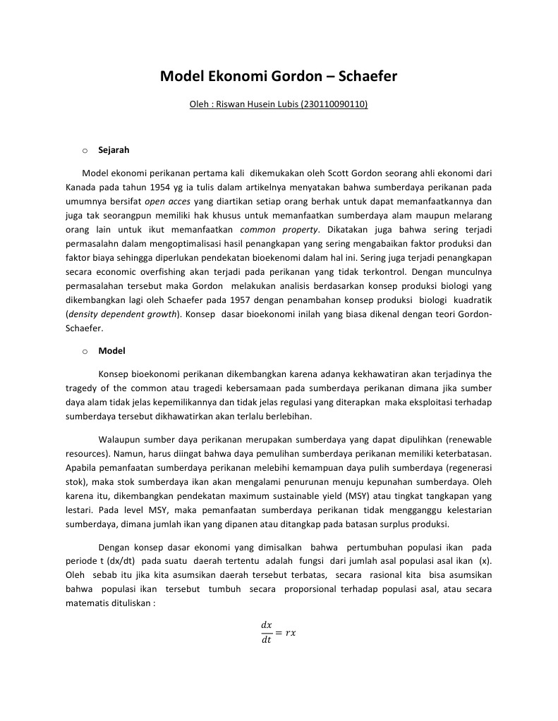 Model Ekonomi Gordon Schaefer | PDF