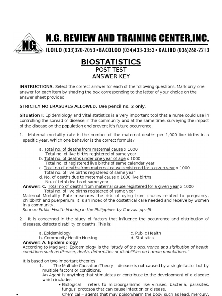 Biostatistics Post Test Answer Key | PDF | Preventive Healthcare ...