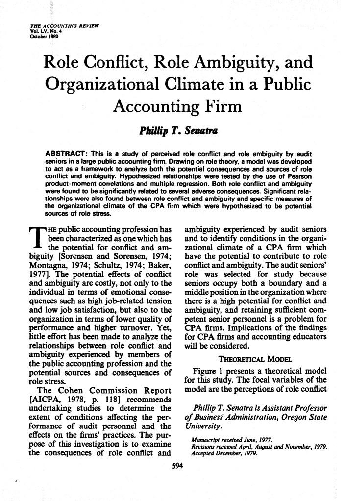 Role Conflict, Role Ambiguity, and | Download Free PDF | Validity ...