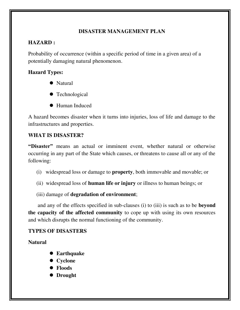 Comprehensive Disaster Management Plan | PDF | Social Science