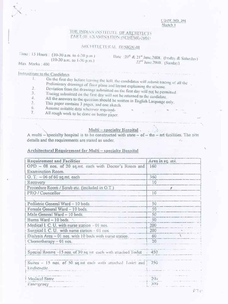 Indian Institue of Architects Examination Part 3-Question Paper: 2008 ...