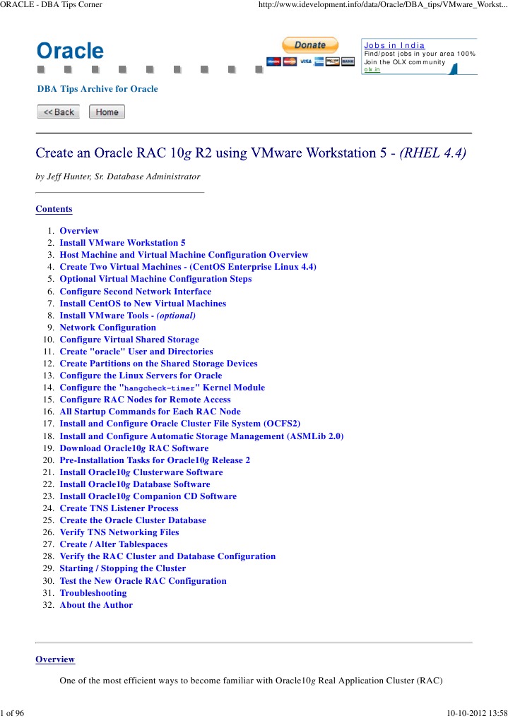 Oracle - DBA Tips Corner | PDF | Oracle Database | Computer Cluster Oracle - DBA Tips Corner | PDF | Oracle Database | Computer Cluster