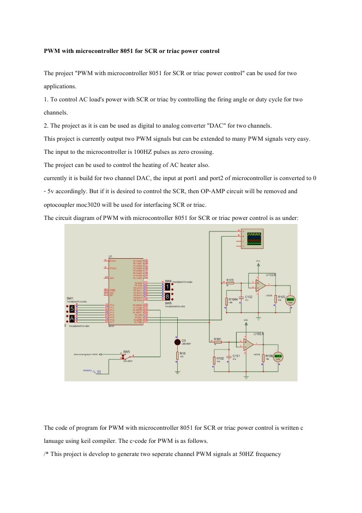 PWM With Microcontroller 8051 For SCR or Triac Power Control | PDF ...