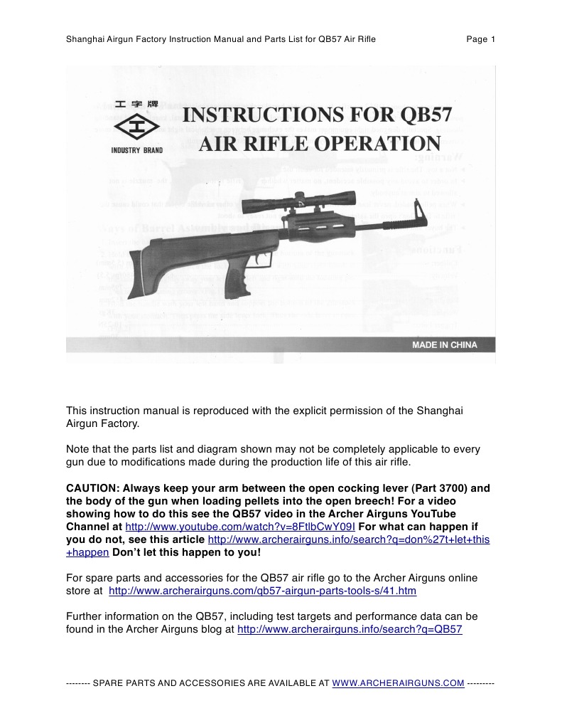 QB57 Air Rifle Operator's Manual and Parts Diagram | PDF | Military ...