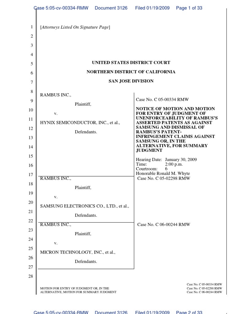 Samsung MSJ | PDF | Collateral Estoppel | Lawsuit