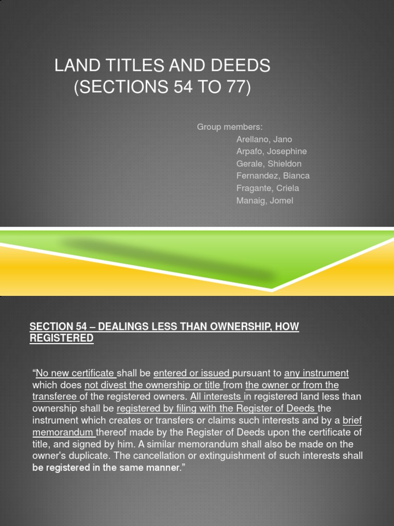 Land Titles and Deeds Registration Guide | PDF | Mortgage Law | Deed