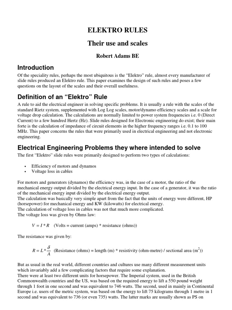Elektro Rules Their Use and Scales: Robert Adams BE | PDF | Electrical ...