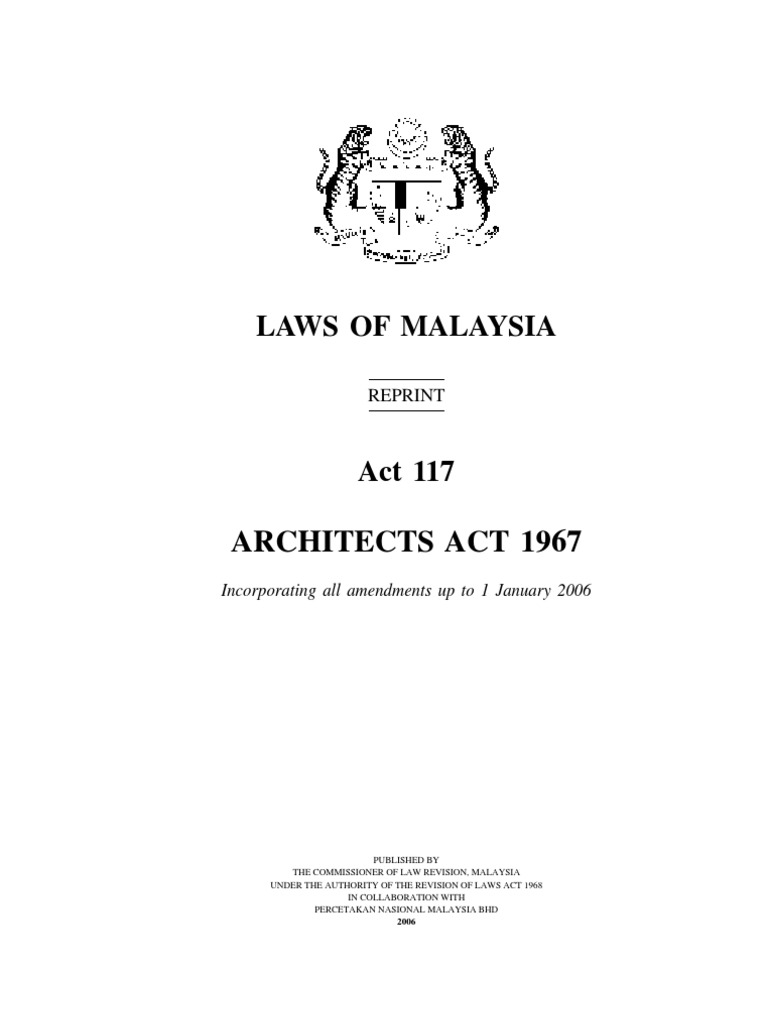 Architects Act 1967 (Revised 1973) - Act 117 | PDF | Architect | Board ...
