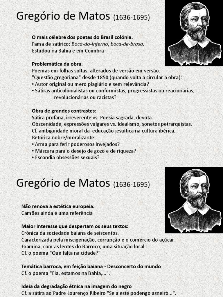 Gregório de Matos (1636-1695) | Sátira | Barroco