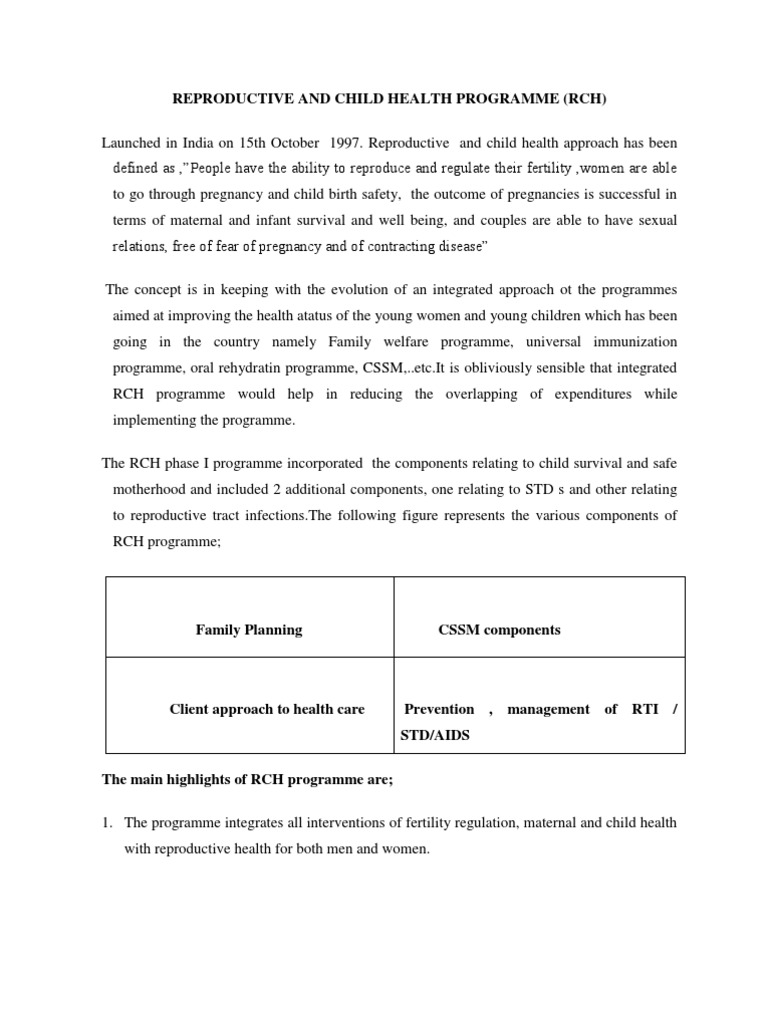 Reproductive and Child Health Programme | PDF | Maternal Death | Pregnancy