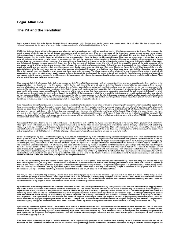 Poe - The Pit and The Pendulum (1842) | PDF | Sleep | Nature