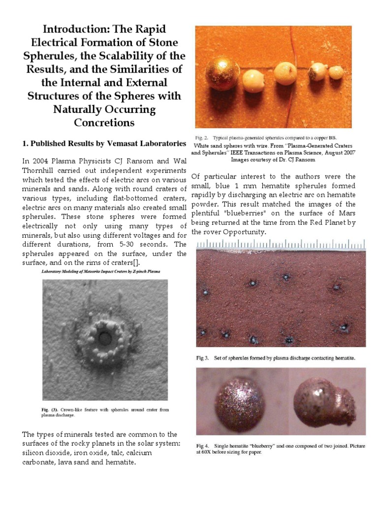 The Rapid Electrical Formation of Stone Spherules, The Scalability of ...