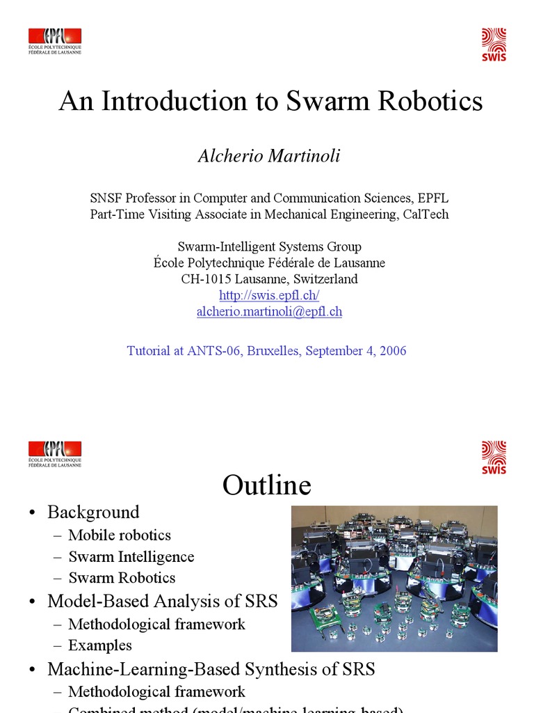 An Introduction To Swarm Robotics - A.martinoli - Tutorial - Slides | PDF
