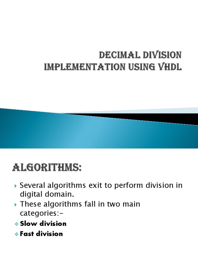 Decimal Division Implementation Using VHDL | PDF | Division (Mathematics) | Algorithms