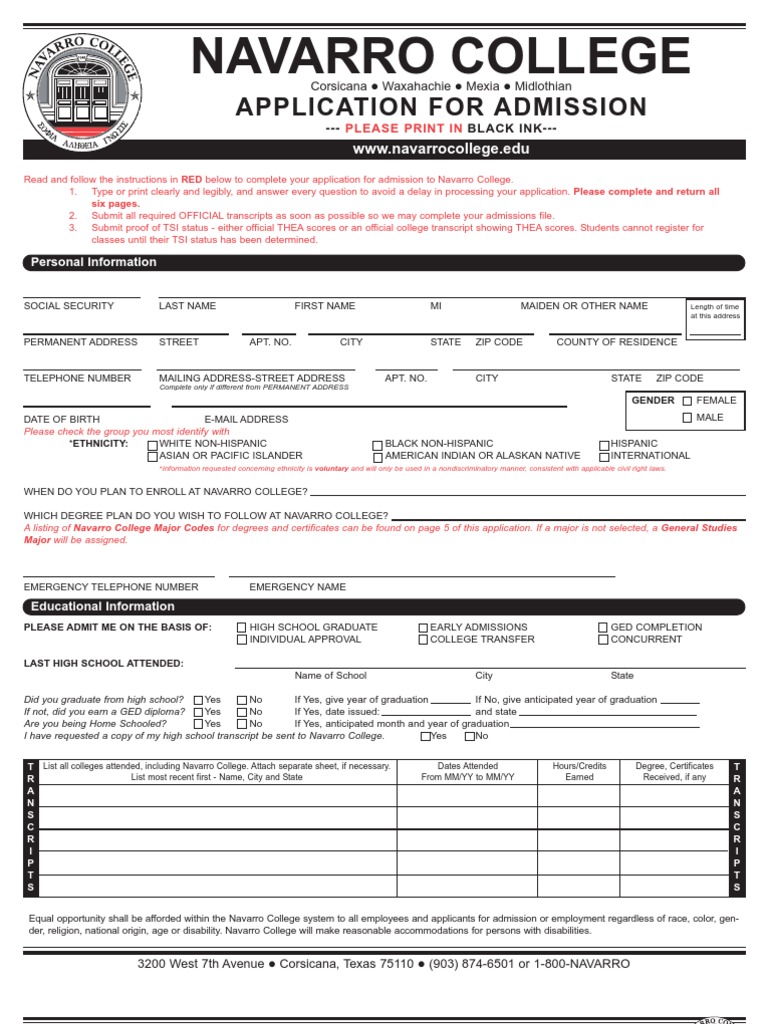 Navarro College Application for Admission | Meningitis | University And ...