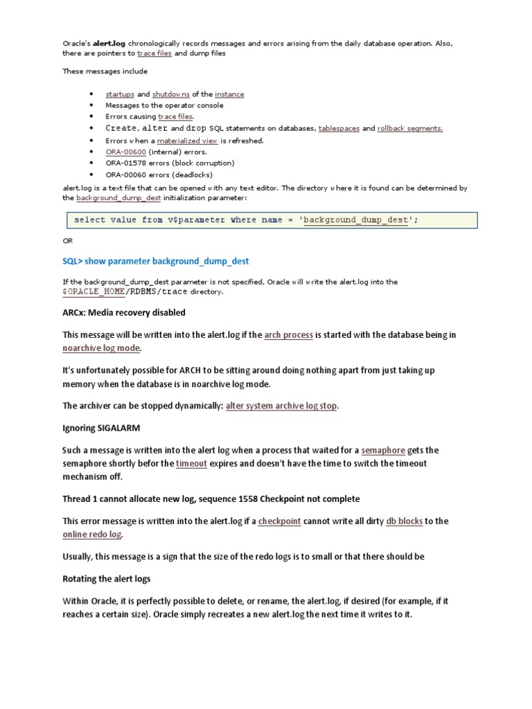 Alert Log | PDF | Oracle Database | Computer Data