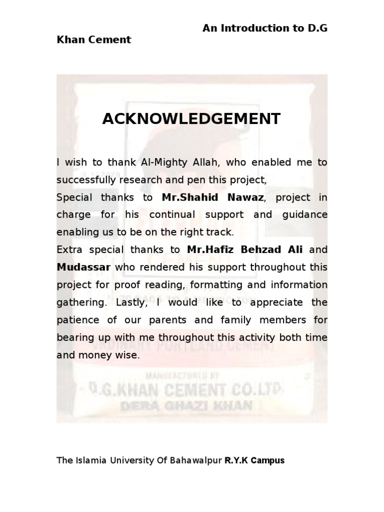 Project On DG Khan Cement | PDF | Concrete | Cement
