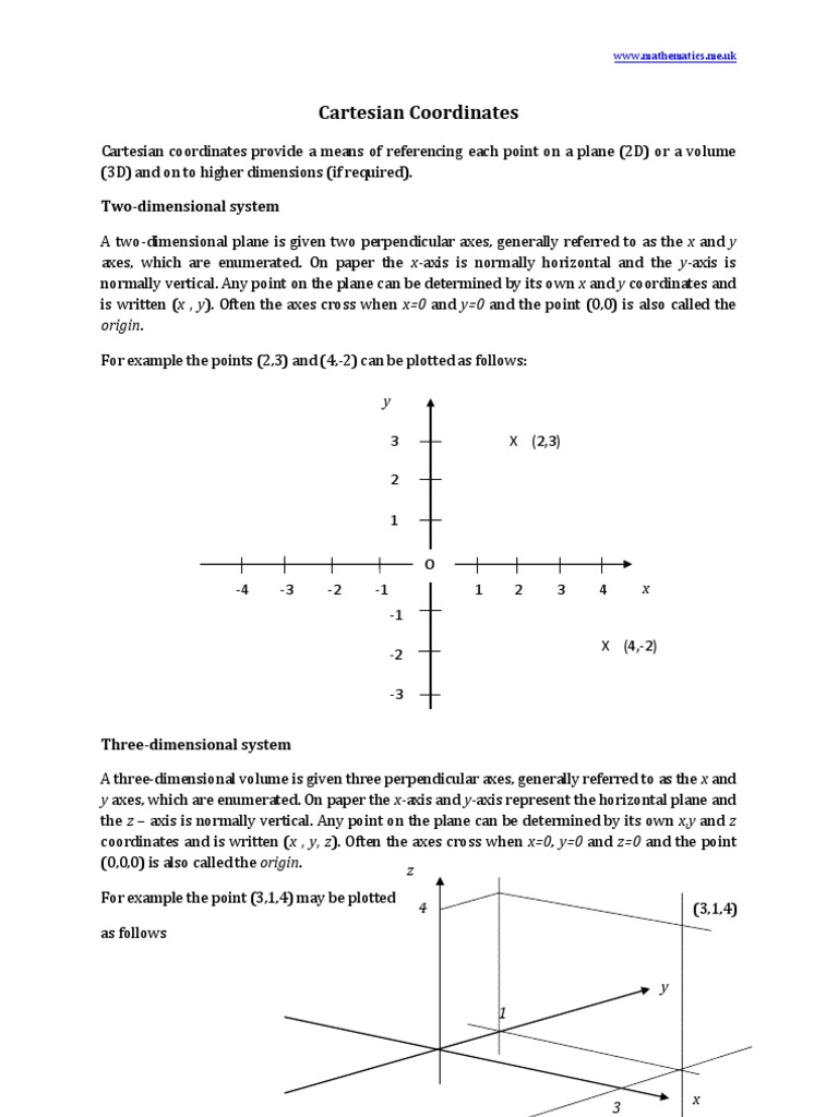 Cartesian Coordinates by WWW - Mathematics.me - Uk | PDF