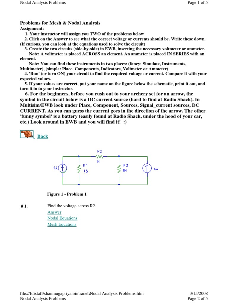 LCA - Mesh & Nodal Analysis Problems | PDF | Electrical Network | Electrical Circuits