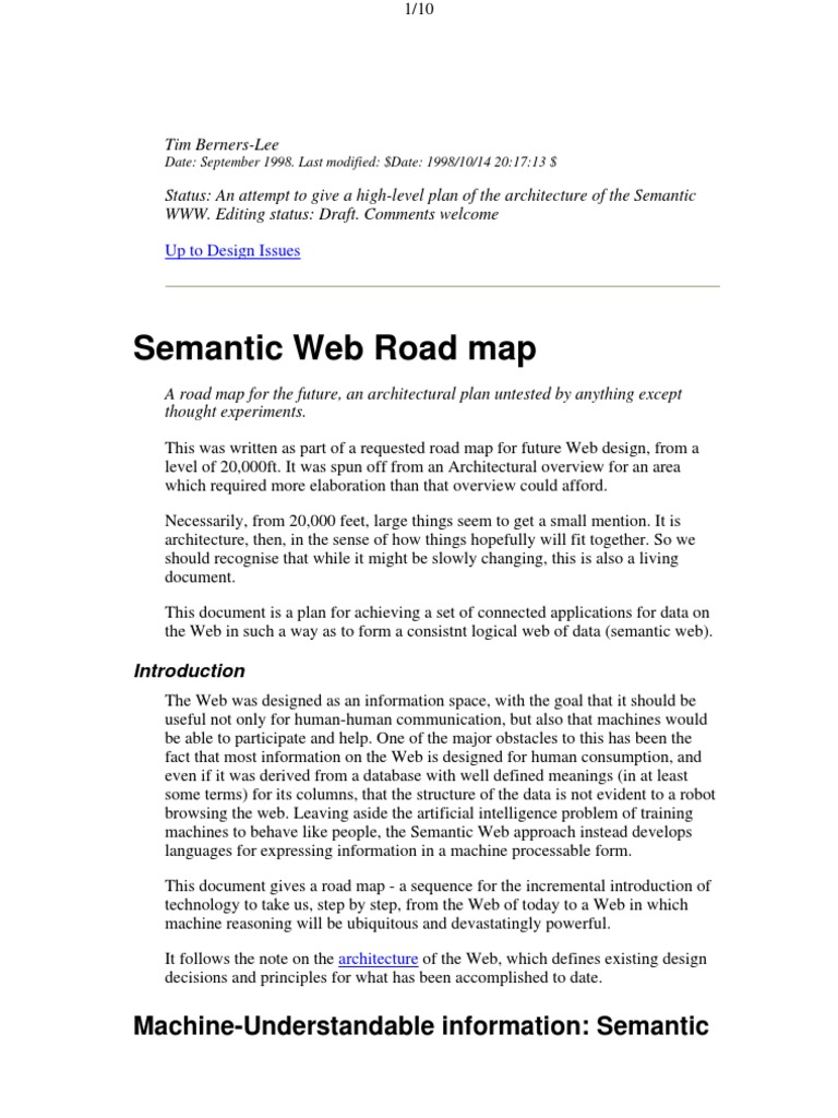 Semantic Web Road Map | PDF | Resource Description Framework | Semantic Web