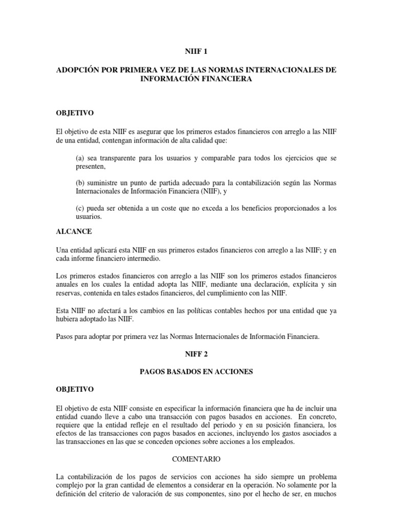 Niif 1 | PDF | normas internacionales de INFORMACION FINANCIERA ...