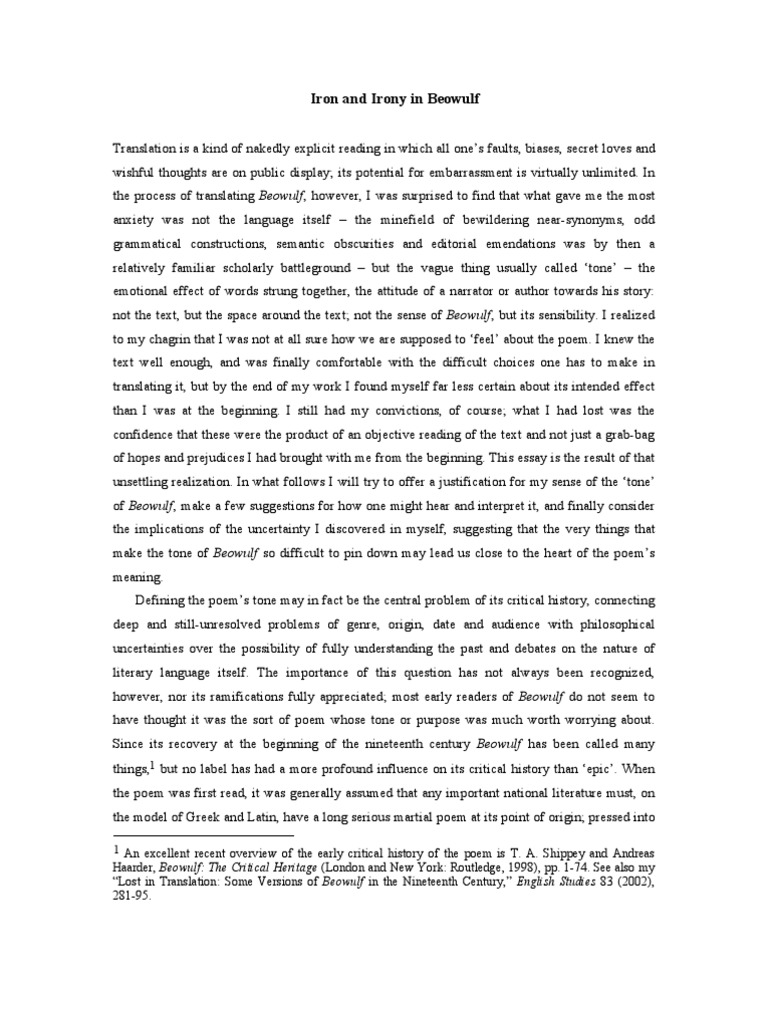 Iron and Irony | PDF | Irony | Beowulf